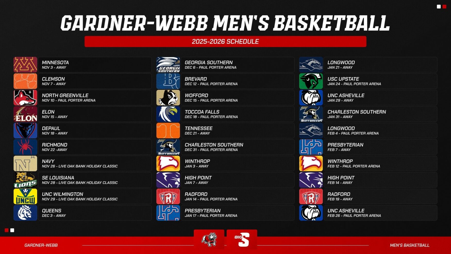 Men's Basketball Announces 2025-26 Schedule | Gardner-Webb University